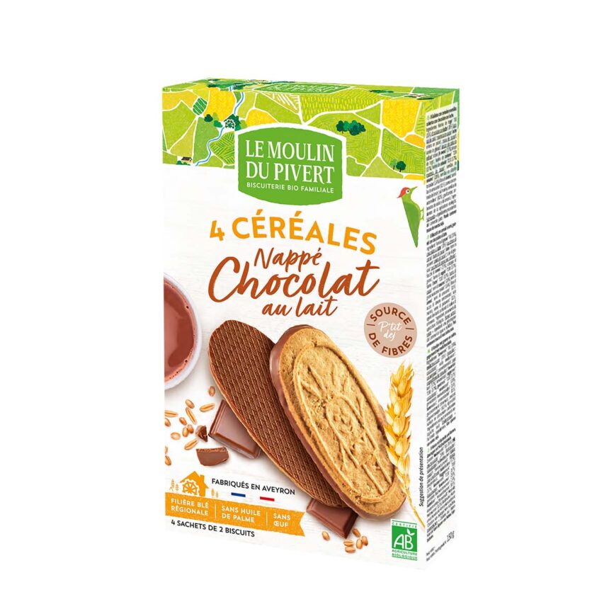 Biscuits petit-déjeuner nappés au chocolat au lait, ultra gourmands